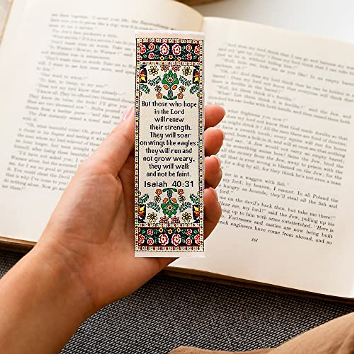 Fabric Bible Bookmark with Bonus Tassel Bookmark - Isaiah 40:31: Those Who Hope in The Lord Bible Book Markers - Christian Bookmarks for Women & Men - Religious Bookmarks - Christian Gifts for Women