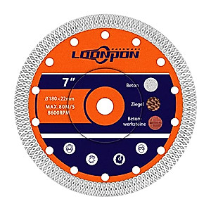 7 Inch Super Thin Diamond Tile Blade Porcelain Cutting Blade, Dry or Wet Cutting Ceramic Granite Marble