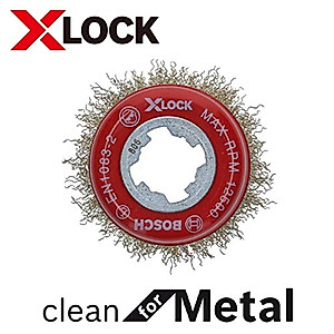 Bosch X-LOCK 2608620730 Cup Wire Brush (Cup Shape, 3.0 inches (75 mm), Brass 0.01 inches (0.3 mm), Straight, 1 Piece)