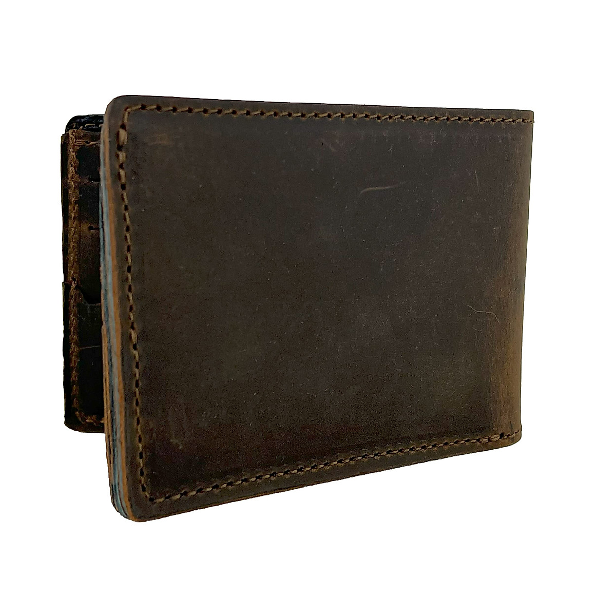 Anthology Gear Minimalist Bi-fold Leather Wallet - with Guitar Pick Holder Full Grain Leather (Whiskey Brown)