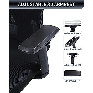 KARXAS Ergonomic Office Chair High Back Desk Chair with Adjustable Lumbar Support, Headrest & Armrest, Swivel Computer Task Chair (Black)