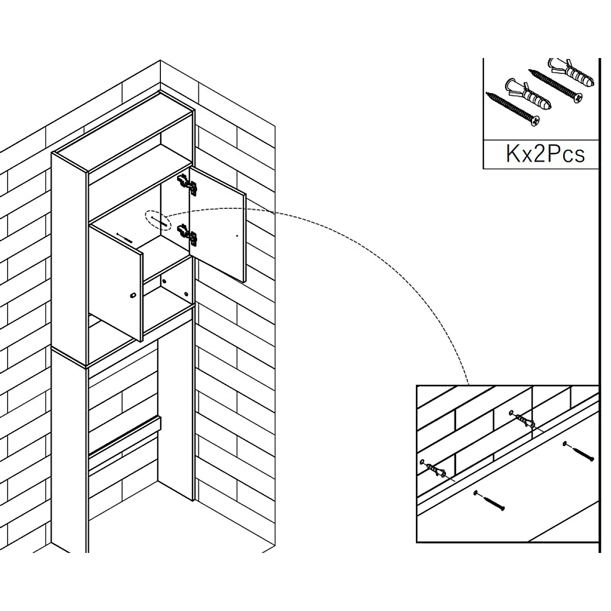 ME2 Bathroom Over The Toilet Storage, 77'' Taller Bathroom Organizer Shelf Space-Saving Collect Cabinet with Shelves and Double Doors, Grey