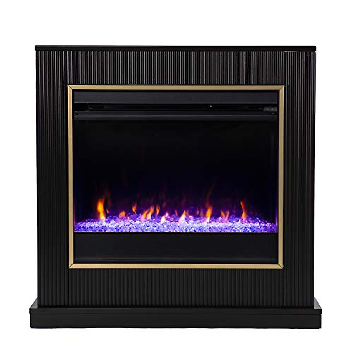 SEI Furniture Crittenly Color Changing Electric Fireplace, Black/Gold