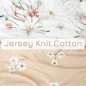 CARUILI Baby Girl Crib Sheets 2 Pack, Fitted Crib Sheet Girl for Standard Crib and Toddler Bed Mattress, Soft Breathable Jersey Cotton Toddler Bed Sheet Set, Vintage Floral & Butterfly