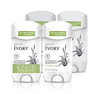 Ivory Deodorant, Hint of Aloe, Made without Aluminum and Baking Soda, 2.4 oz, Pack of 4