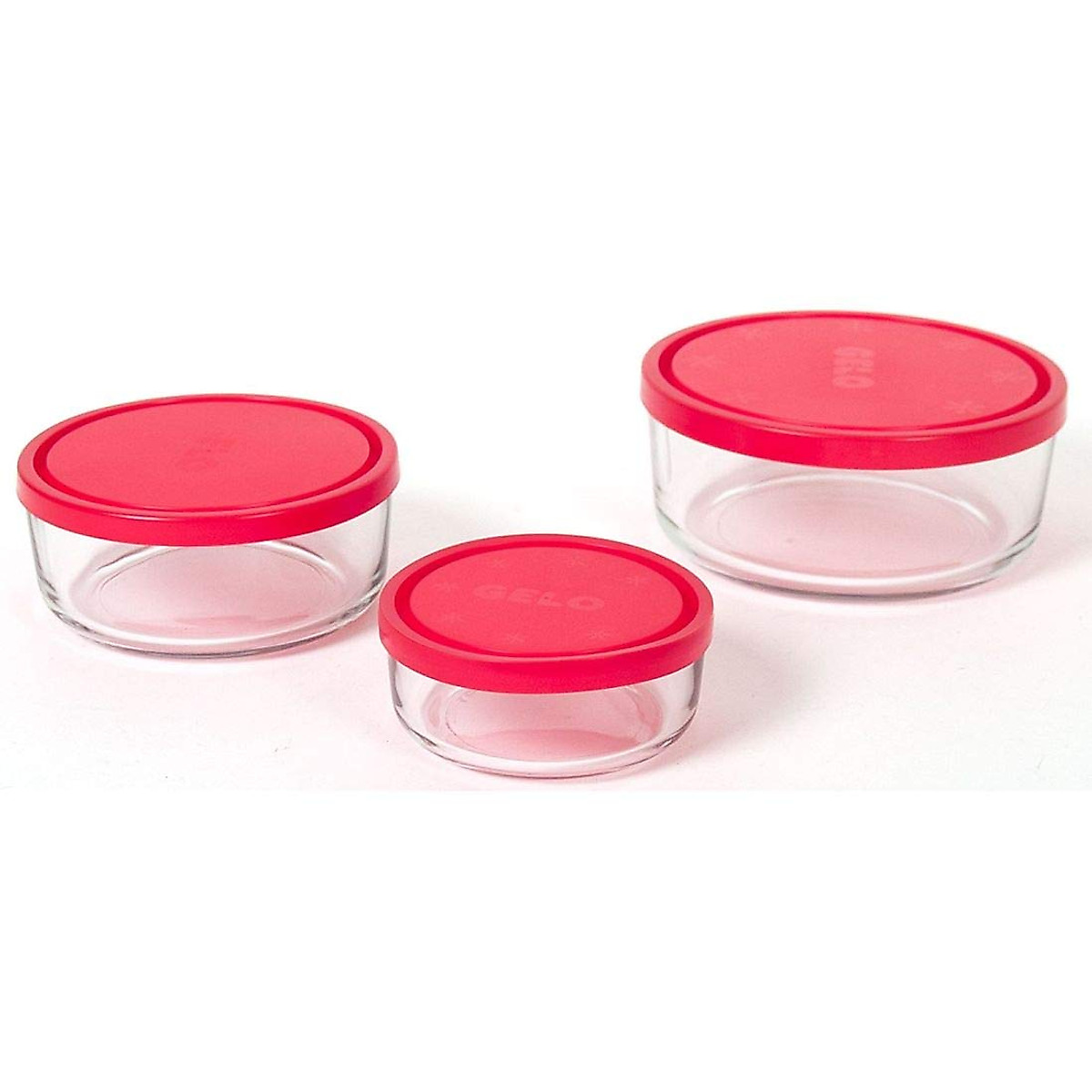 Bormioli 226017-s02 Gelo Box Storage Glass Jar with Lid Set of 3 Red