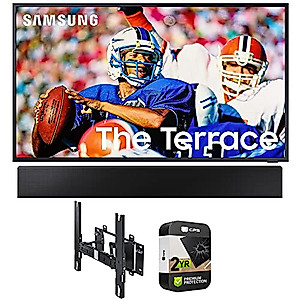 SAMSUNG QN75LST9TA 75" The Terrace Full Sun Outdoor QLED 4K Smart TV Bundle with LST70T 3.0ch The Terrace Soundbar, Indoor/Outdoor Wall Mount and 2 YR CPS Enhanced Protection Pack