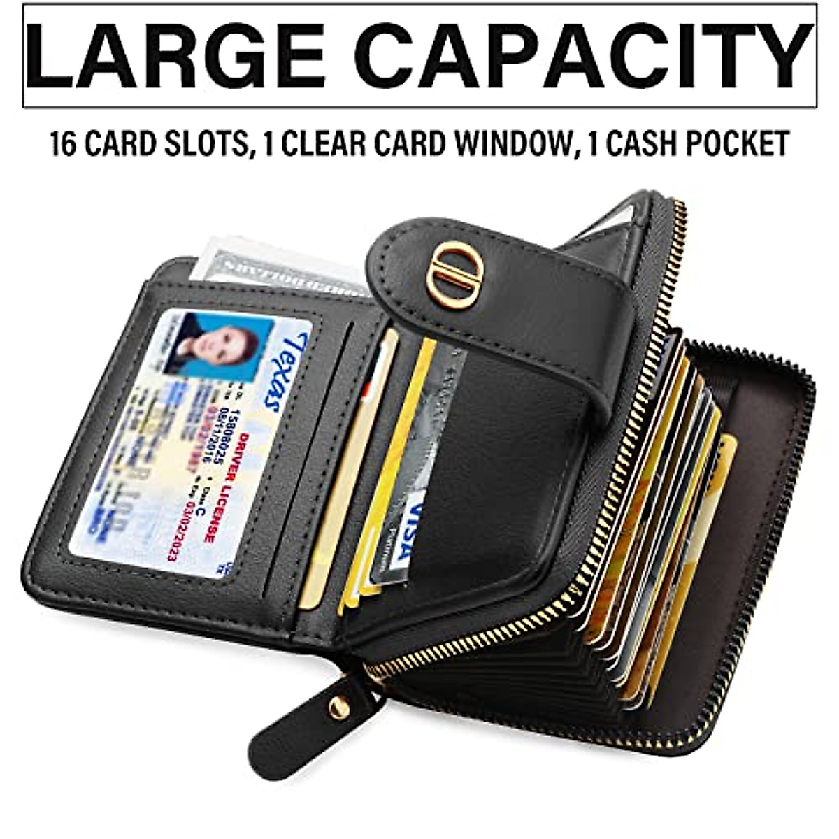 SNUG STAR Multi-Purpose Wallet High Capacity Card Holder Zipper Coin Purse with Wristlet Bracelet Keychain Silicone Beaded Bangle (Silicone Bracelet(16 Cards)-Woven Small Plaid Black)