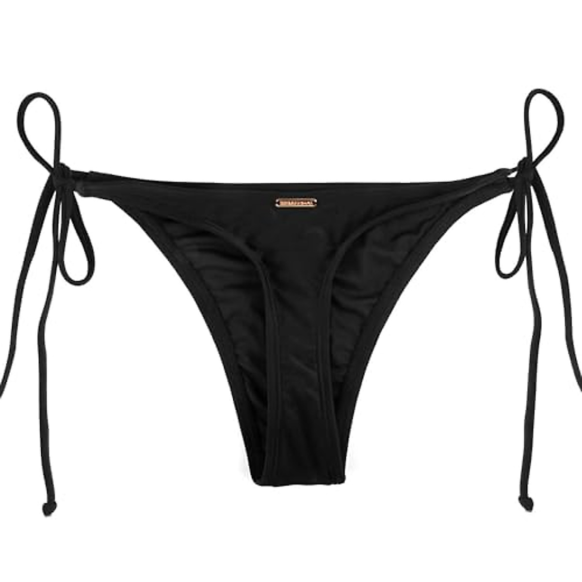 RELLECIGA Women's Black Tie-Side Thong Bikini Bottom Size Small