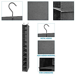 MAX Houser 10-Shelf Hanging Shoe Shelf Organizer, Hanging Shoe Storage for Closet (Grey)