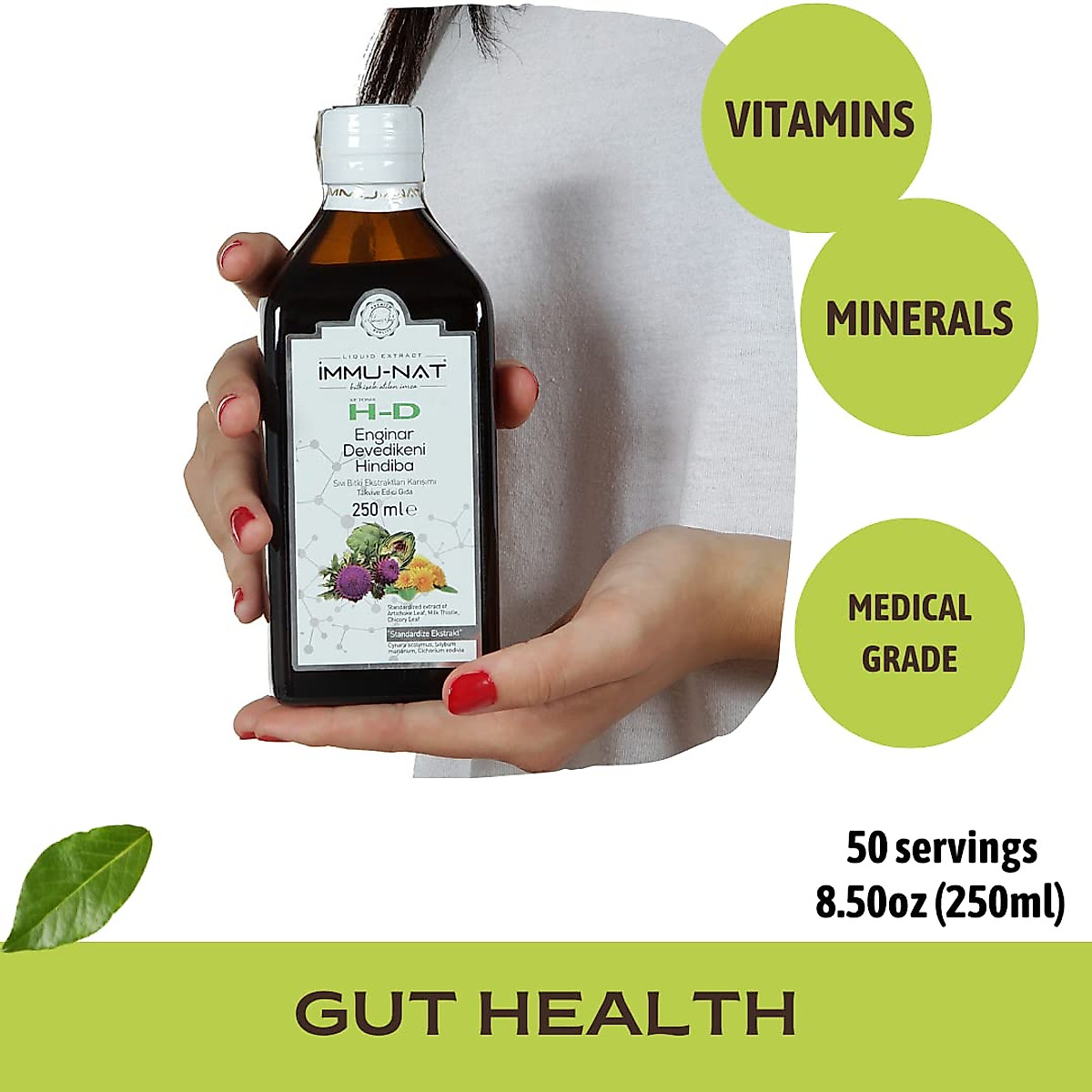 Immu-nat H-D Herbal Liver Detox, Cleanse, and Repair Liquid Supplement - Supports Gut Health and Kidney Function - Milk Thistle, Artichoke, and Chicory - Non-GMO (8.50oz)