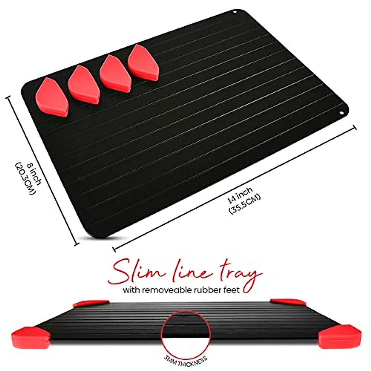 Skyytel Defrosting Tray for Frozen Meat - Fast and Easy Way of Thawing Food - Natural Heating Defrosting Plate Board - Large Size Thawing Plate - Includes Pack of 8 Pieces