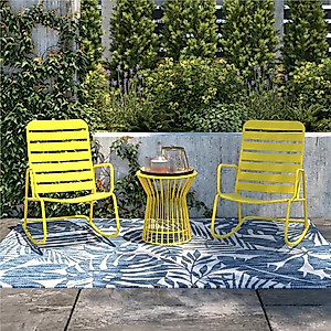 Novogratz 88065YLW1E Poolside Roberta Outdoor Rocking Chair, Yellow