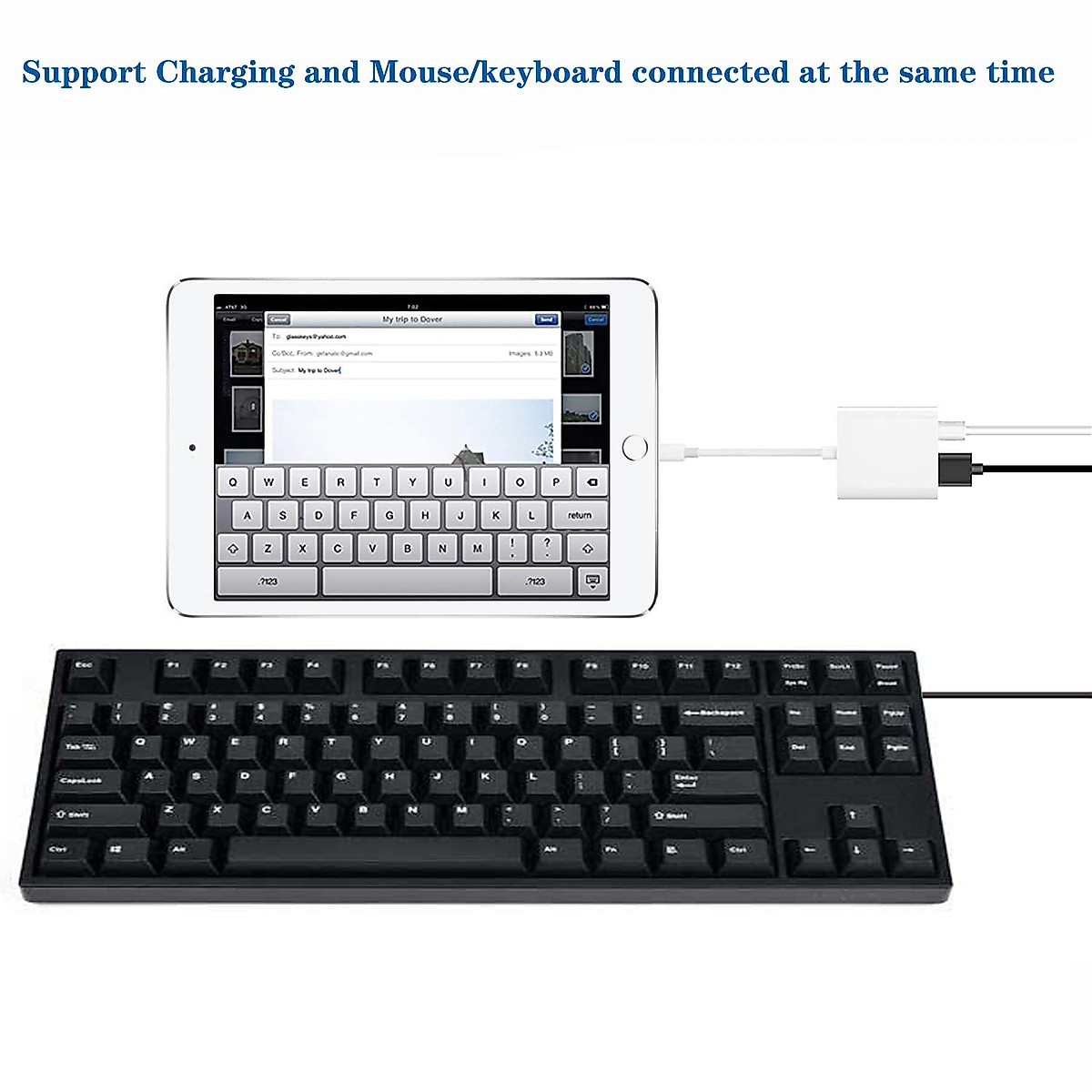 Apple Lightning to USB Camera Adapter with Charging Port, USB 3.0 OTG Cable for iPhone/iPad to Connect Card Reader, USB Flash Drive, U Disk, Keyboard, Mouse, Hubs, MIDI, Plug & Play