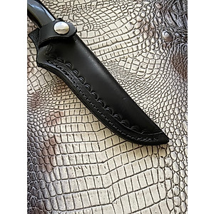 Custom Leather Right Hand Knife Sheath Fits Buck 105 or Schrade Golden Spike Knife, Fixed Blade Knife Holder, Black