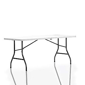 COSCO 6 ft. Fold-in-Half Banquet Table w/Handle, White