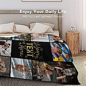 Custom Blanket Personalized Memorial Gift with Photo Text: Made in USA, Collage Customized Picture Blanket Birthday Anniversary Wedding Christmas Couples Gifts for Family Dad Mom Boyfriend- 5 Sizes
