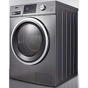 Summit Appliance SPWD2203P 24" Wide 115V Washer/Dryer Combo in Platinum for Non-Vented Use, 2.7 Cu.Ft. Capacity, LCD Display, 16 Wash Cycles, 1300 RPM, Stainless Steel Drum, Child Lock