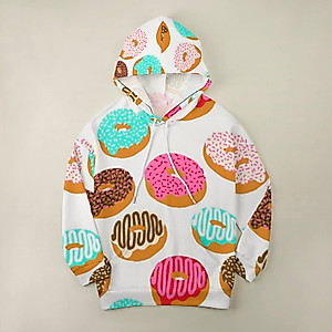 AMRANDOM Women Thin Hooded Sweater (Sweet Donut print) Casual essential Hoodie Fall Jacket Girls Pullover Tops Long Sleeve Sweat shirts