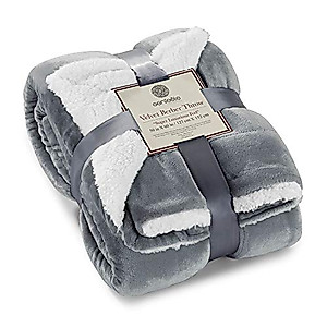 Genteele Sherpa Blanket - 50 x 60 Inch Fuzzy, Super Soft Throw Blankets for Couch, Bed & Sofa - Cozy, Plush Reversible Fleece Blanket Alternative - Gray/White