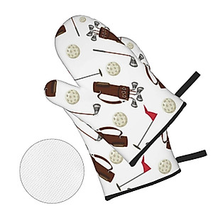 Golf Theme Oven Mitts and Pot Holders Set of 4 for Kitchen Cooking BBQ Baking