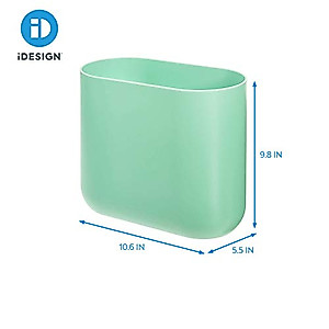 iDesign Cade Oval Slim Trash, Compact Waste Basket Garbage Can for Bathroom, Bedroom, Home Office, Dorm, College-Matte Soft Aqua