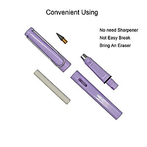 Lopenle 6pcs Eternal Pencils Inkless Pen With 12PCS Replaceable Refills Technology Unlimited Writing Magic Pencil For School Office Professional Use