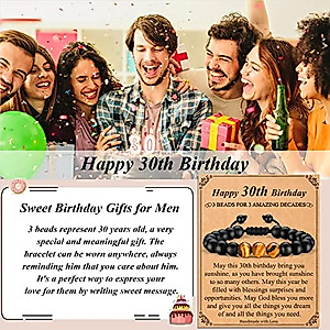 MONOZO 30th Birthday Gifts for Him, 30th Birthday Decorations for Him, 30 Year Old Birthday Gifts for Men, Natural Stone Bracelet Happy Birthday Gifts for 30 Year Old Men Him Dad Boyfriend Son