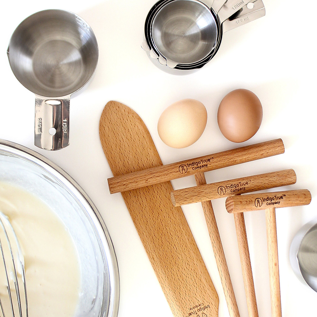 The ORIGINAL Crepe Spreader and Spatula Kit - 2 Piece Set (7” Spreader and 14” Spatula) Convenient Size to Fit Large Crepe Pan Maker | All Natural Beechwood Construction only From Indigo True Company