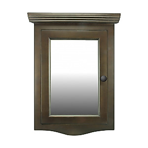 Renovators Supply Manufacturing Medicine Cabinets 27 1/8 in. x 20 1/8 in. Dark Oak Corner Bathroom Wall Medicine Cabinet with Recessed Mirror and Mounting Hardware