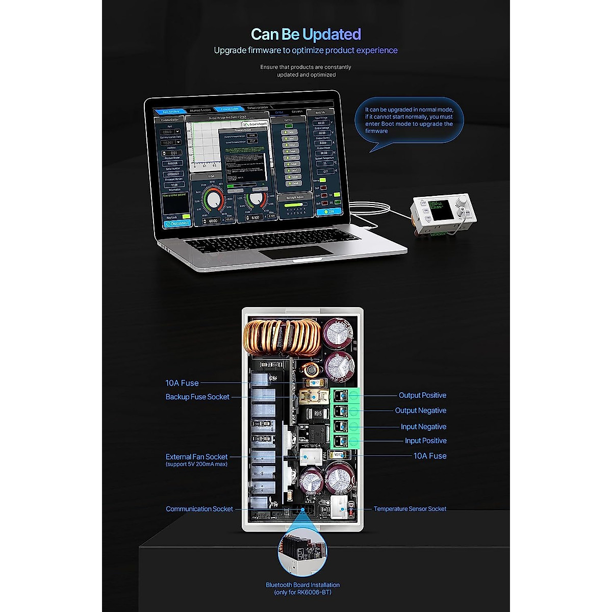RK6006 60V 6A Adjustable DC-DC Buck Converter | 4-Digit Display | Bench Power Supply for Communication & Voltage Regulation