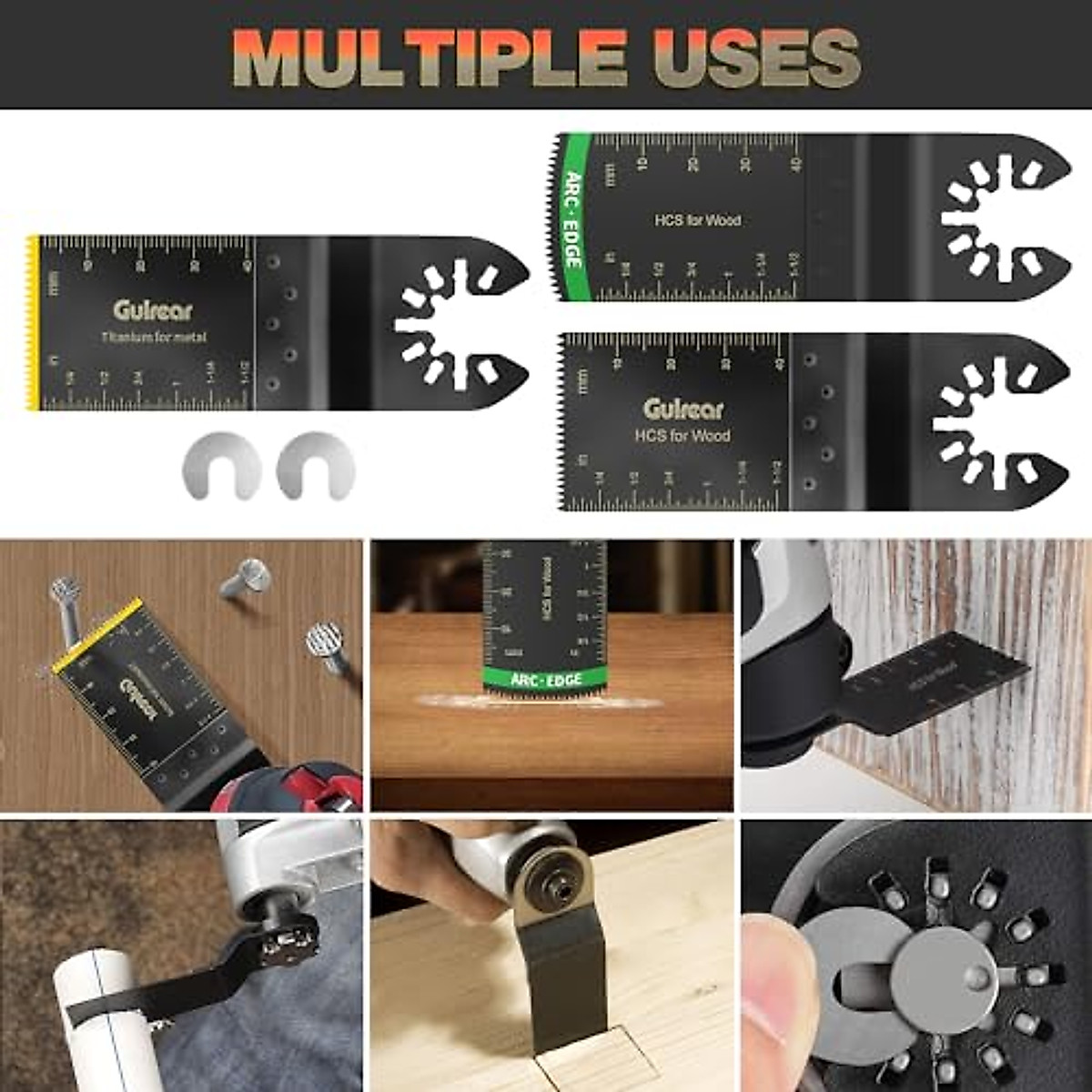 50PCS Universal Oscillating Tool Oscillating Saw Blades, Include 5PCS Titanium Oscillating Multitool Blades for Metal and Hard Material, Quick Release Multi Tool Blades Fits Most Models The Market