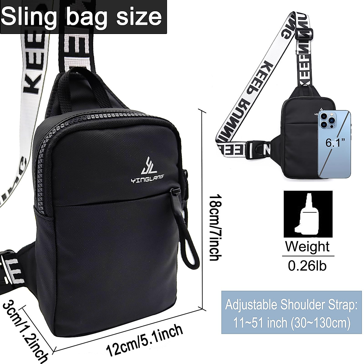 Mini Sling Bag for Women Men Small Crossbody Bag Shoulder Backpack Fanny Packs Casual Phone Chest Bag for Travel Hiking Personal Pocket Bag