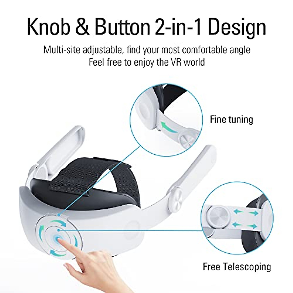 2023 Upgraded Head Strap for Oculus Quest 2, Elite Strap Replacement with Both TPU Silicone Pad & PU Sponge Pad, Comfort Head Strap Accessories Ensures Relaxed Video Games