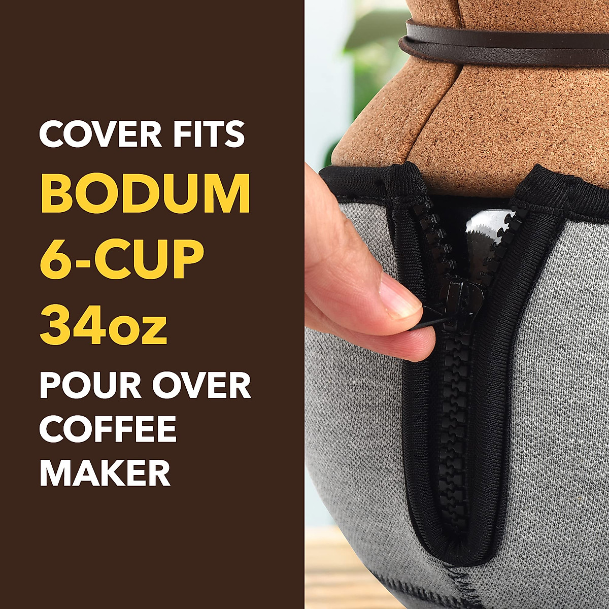 IMPRESA [2 Pack] Insulated Pour Over Coffee Cozy for Bodum 6 Cup Coffee Maker - Insulation and Protection Sleeve for Coffee Carafe Glass - Pour Over Carafe Accessory for Drip Coffee Maker