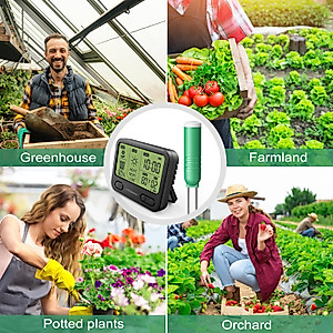 VODESON 4in1 Plant Soil Moisture Meter with 230ft RF Wireless Includes Battery-Waterproof & LCD Display for Moisture,Temp,Sunlight,Time,Ideal for Garden, Farm, Lawn Care-Outdoor Plant Monitoring