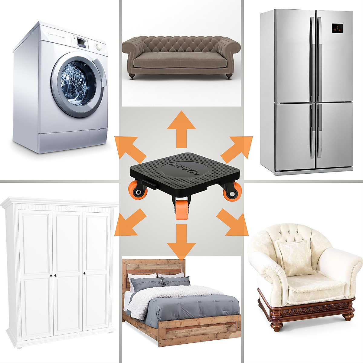 Heavy Duty Furniture and Appliance Roller Sliders Dolly Movers Set of 4 Cart Moving Coasters with Wheels, Lifter Tool Jack Can Lift and Move Up to 1500 lbs for Hardwood Floors Tiles Carpets Concrete