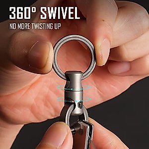 KeyUnity KM13 Swivel Keychain with D Ring Key Shackle, Titanium Rotatable Key Organizer