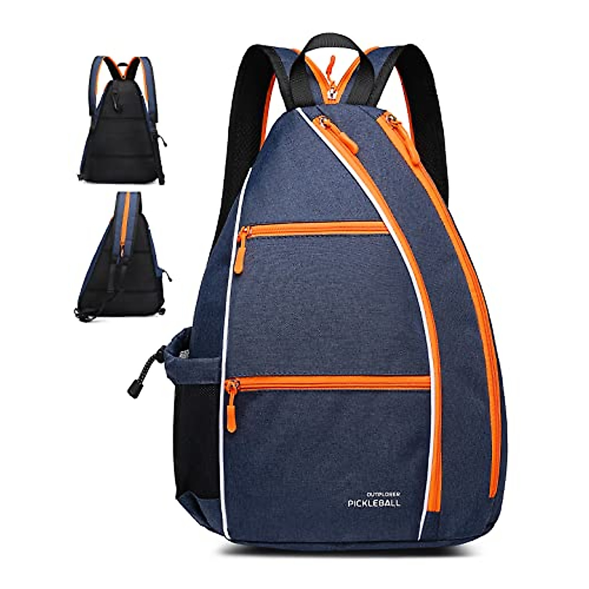 OUTPLORER Pickleball Bag for Men Women Pickleball Backpack Reversible Crossbody Sling Bag Sports Pickleball Sling Bag Adjustable Pickleball Backpack with Fence Hook (Neon Orange A, Middle)