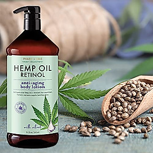 PHARM TO TABLE Hemp Oil & Retinol Anti-Aging Body Lotion, Locks In Moisture, Cruelty And Paraben Free Skin Care, 32oz/960ml