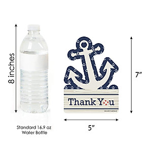 Big Dot of Happiness Ahoy - Nautical - Shaped Thank You Cards - Baby Shower, Birthday Party Thank You Note Cards with Envelopes - Set of 12