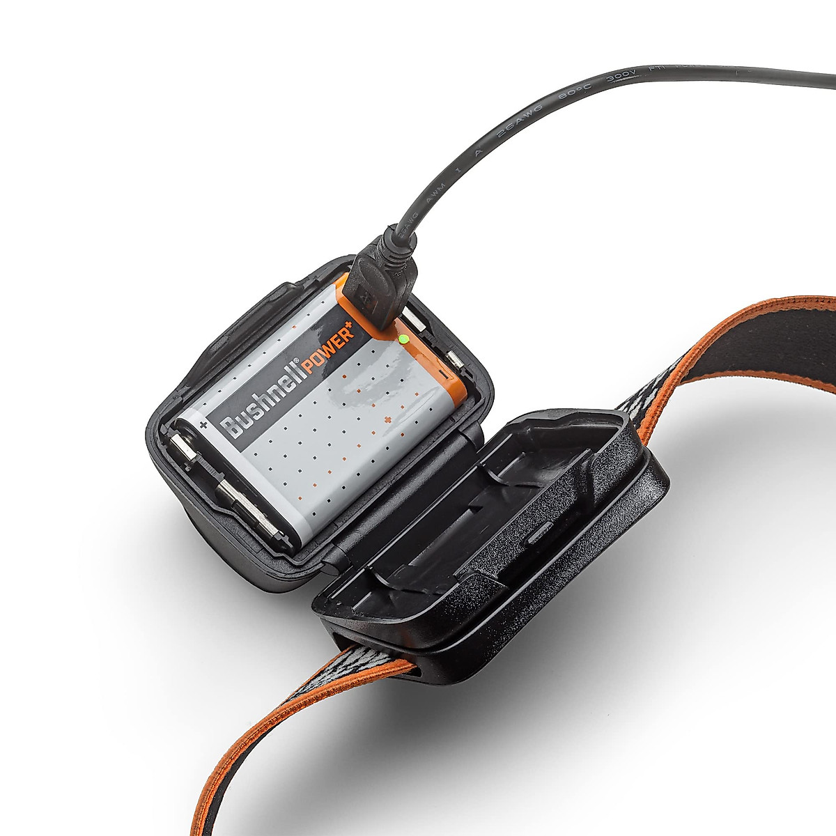 Bushnell Power+ 500L LED Headlamp - Flexible Power, Water Resistant, Rechargeable, Adjustable Band, Red Mode