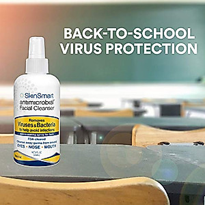 SkinSmart Antimicrobial Facial Cleanser Spray to Remove Viruses and Bacteria Around Eyes, Nose and Mouth, Fight Maskne, 8 oz Spray Non-Irritating Hypochlorous Spray