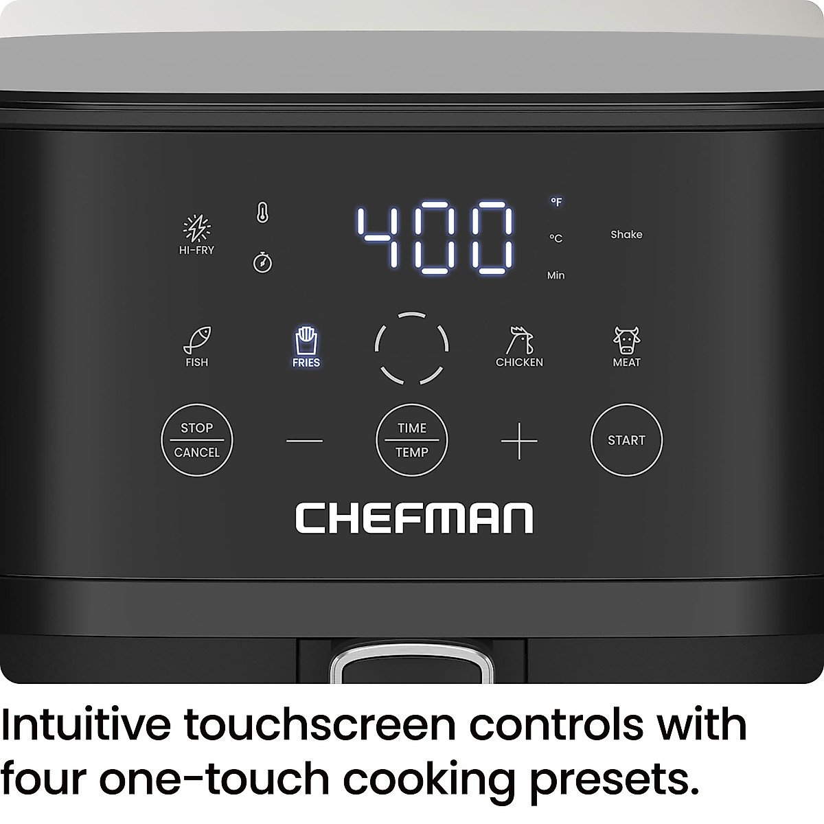 Chefman Air Fryer – 6 QT Compact Airfryer for Quick & Easy Meals in Minutes, Features Hi-Fry Technology for Extra Crisp, Touchscreen Controls with 4 Presets, Nonstick & Dishwasher Safe Basket - Black
