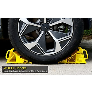 LEAD BRAND Wheel Chocks with Non Slip Base, Suitable for Most Tyre Sizes.Ideal Chocks for RV&Trailer, (L8 L x W4.7 x H4.1), Pack of 2 and Carry Bag.