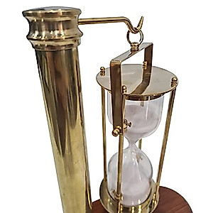 Vintage Hanging Sand Timer with Wooden Stand Nautical Hourglass Desktop Accessory Old Sand Clock Table Decor Antique Nautical Home Decor