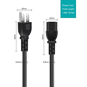 TV Power Cord Replacement for Vizio D/E/M Series LED Smart TV 3 Prong AC Cable 6 Feet