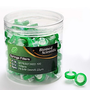 Syringe Filter PES (Polyethersulfone) 13mm Diameter 0.22um Pore Size Non Sterile Biomed Scientific Pack of 100