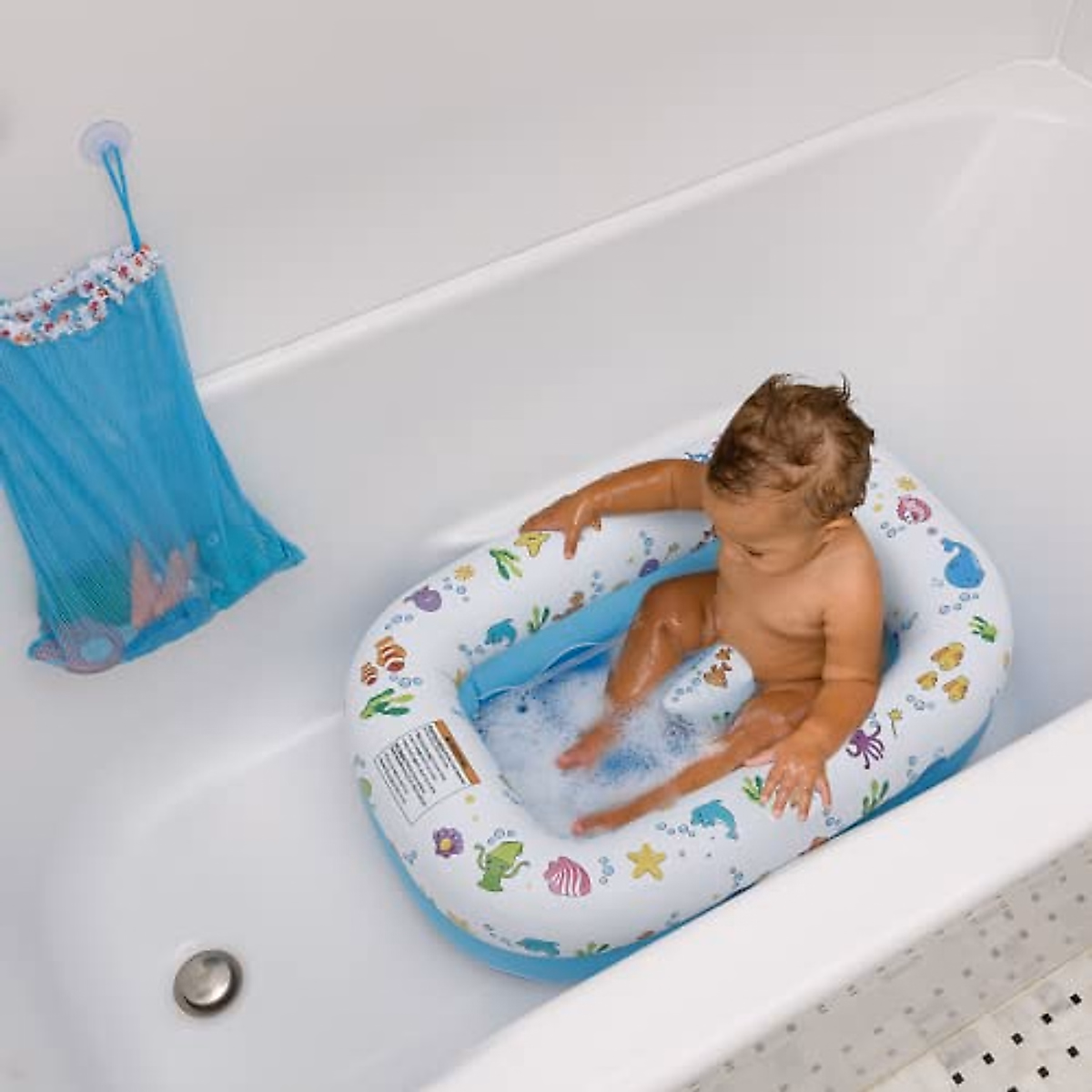 Mommy's Helper | Inflatable Under The Sea Baby Bathtub, Collapsible Safe Baby Bath Tub with Anti-Sliding Saddle Horn Seat, Must Have Travel Toddler Bath, Portable Bathtub Recommended Months 6 to 24