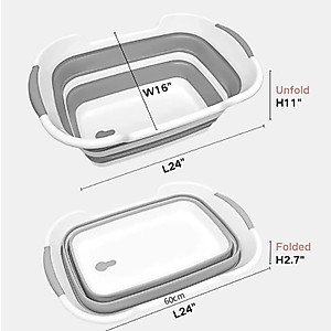CYANOE Collapsible Pet Bathtub with Water Drain Plug, Foldable Bathtub for Puppy Small Dogs Cats, Portable & Space Saving Design, BPA Free, Grey